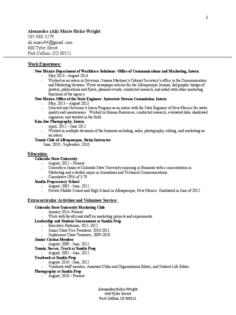 Ali Hicks-Wright Job Resume 06-11-2014 | PDF | New Mexico | Learning