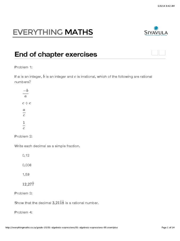 Year 10 - Algebra Expressions Test With ANS | PDF | Rational Number ...