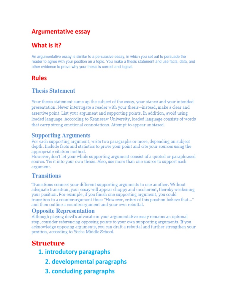 Argumentative Essay What Is It?: Thesis Statement | PDF | Philosophy