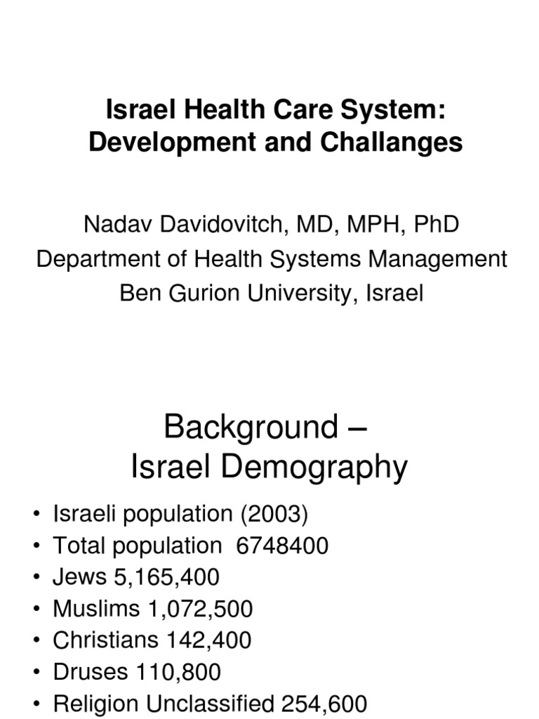 Israel Health Care System: Development and Challanges | PDF | Israel ...