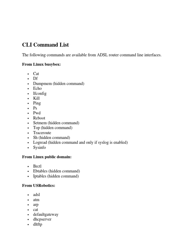 CLI Command List: From Linux Busybox | Download Free PDF | Ip Address ...