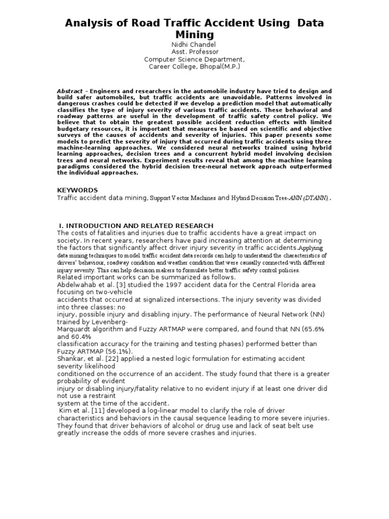 Analysis of Road Traffic Accident Using Data Mining: Keywords | PDF ...