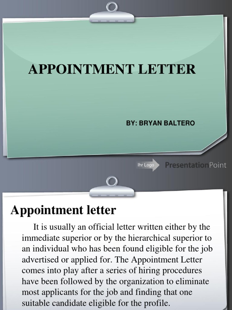 Appointment Letter | PDF | Contractual Term | Employment