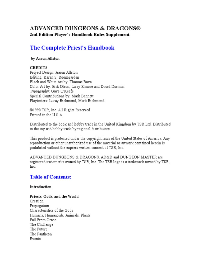 The Complete Priest's Handbook | PDF | Mythology | Religion And Belief