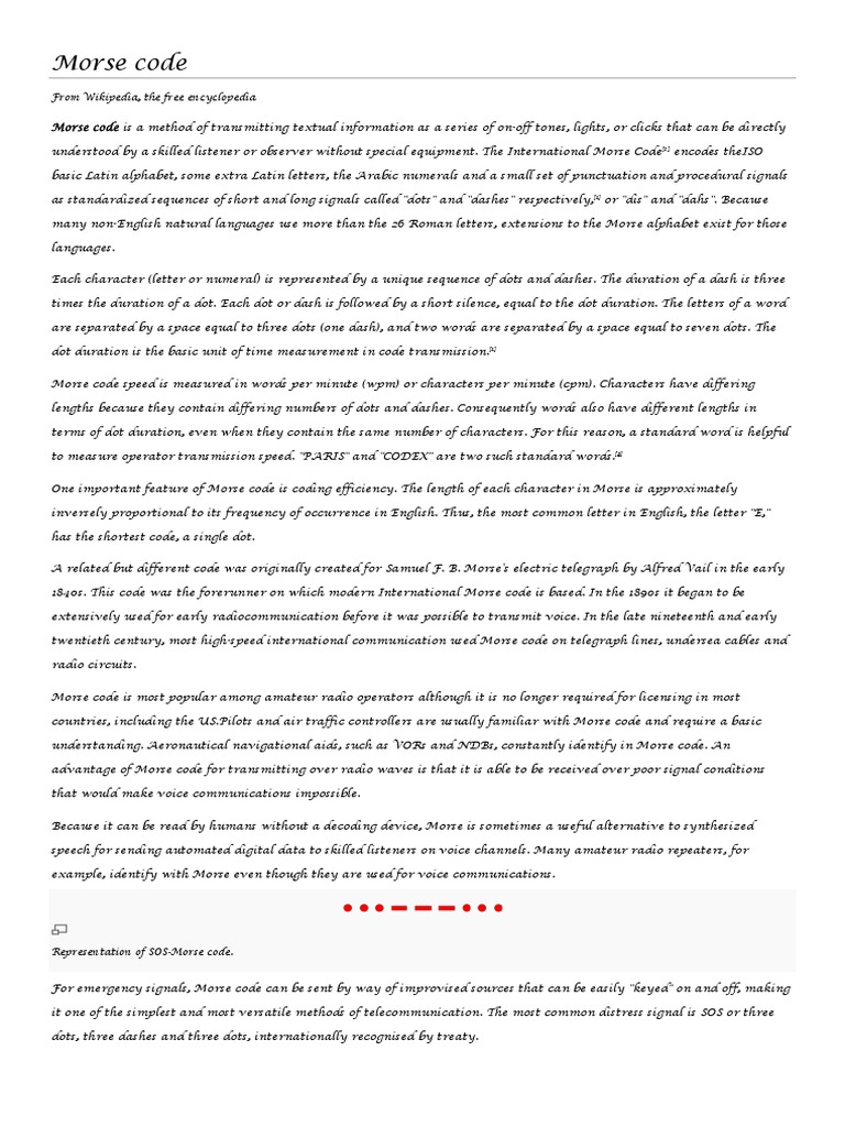 Morse Code: From Wikipedia, The Free Encyclopedia | PDF ...