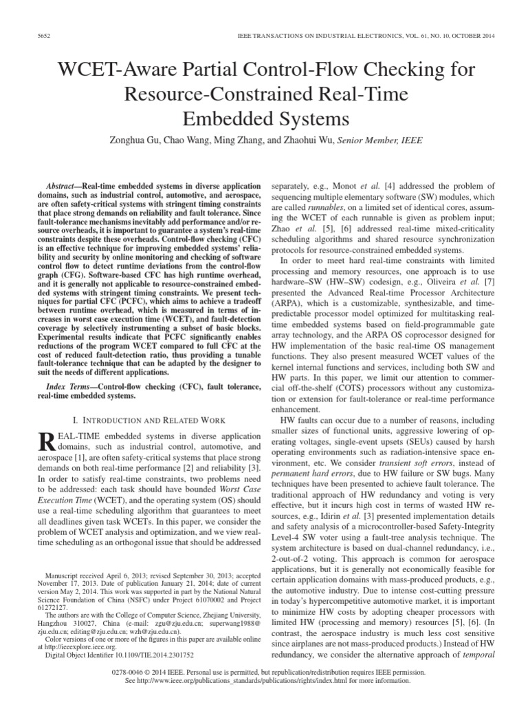 WCET-AwarePartialControl-FlowCheckingfor Resource-ConstrainedReal-Time EmbeddedSystems | PDF ...