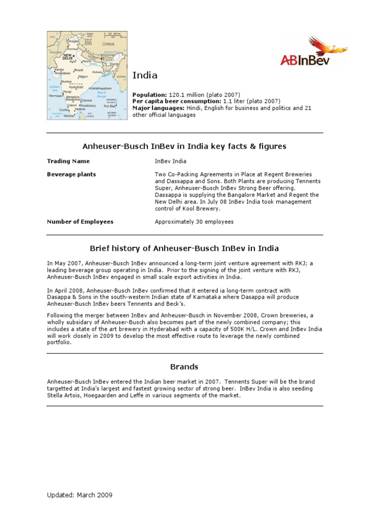 India: Anheuser-Busch Inbev in India Key Facts & Figures | PDF ...