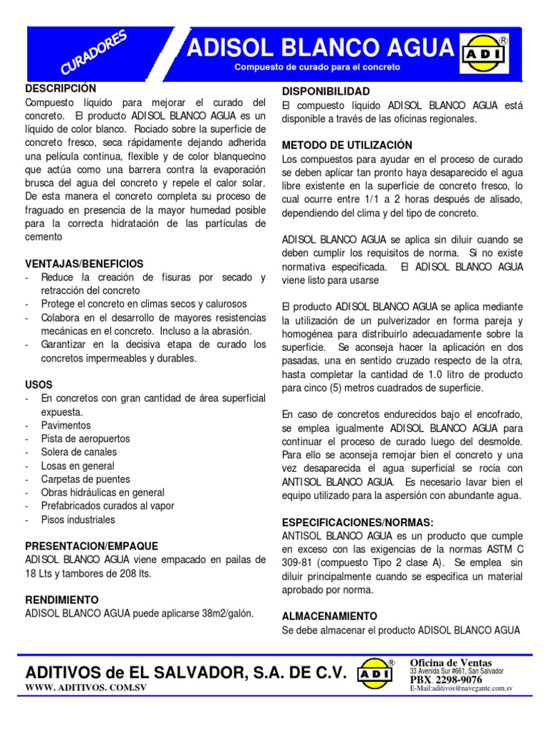 Adisol Blanco Agua | PDF | Fases de la materia | Agua