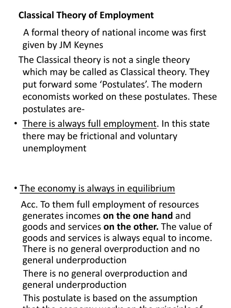 Classical Theory of Employment Explained | PDF | Labour Economics ...