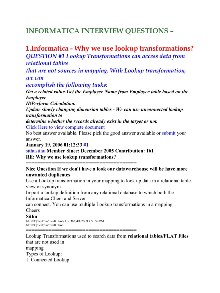Informatica Interview QnA | PDF | Relational Database | Database Index
