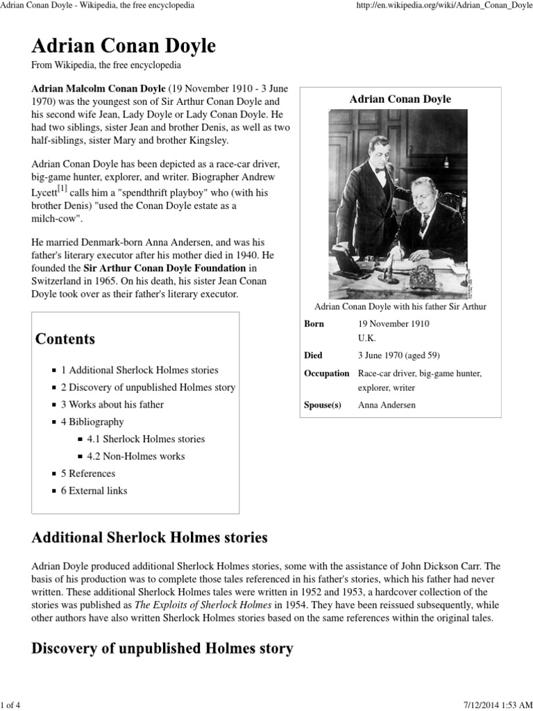 Adrian Conan Doyle - Wikipedia, The Free Encyclopedia | PDF | Private ...