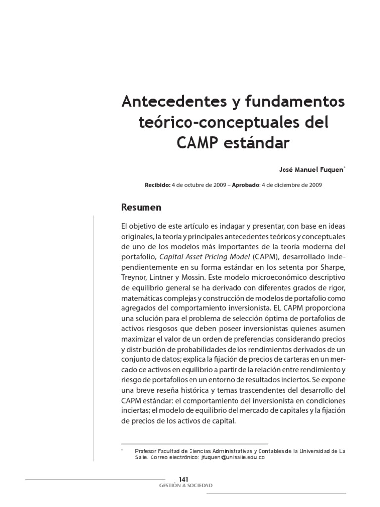 Modelo CAMP | PDF | Compartir (Finanzas) | Desviación Estándar