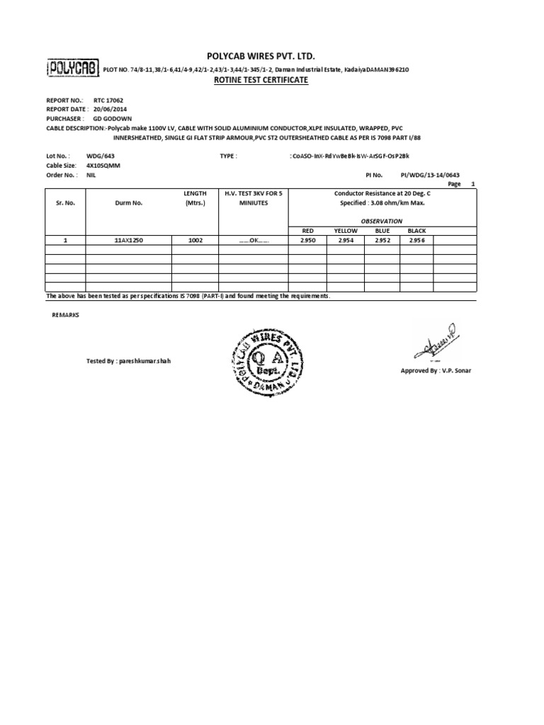 Poly Cab | PDF | Electrical Conductor | Electrical Resistance And ...