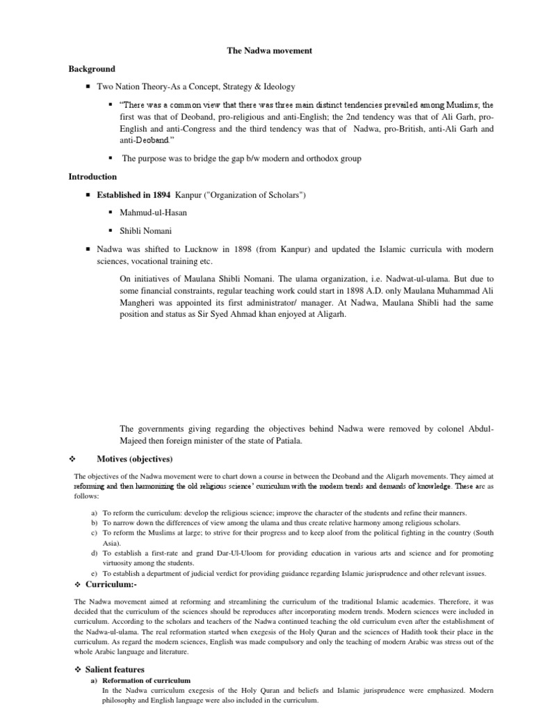 The Nadwa Movement | PDF | Abrahamic Religions | Religious Education