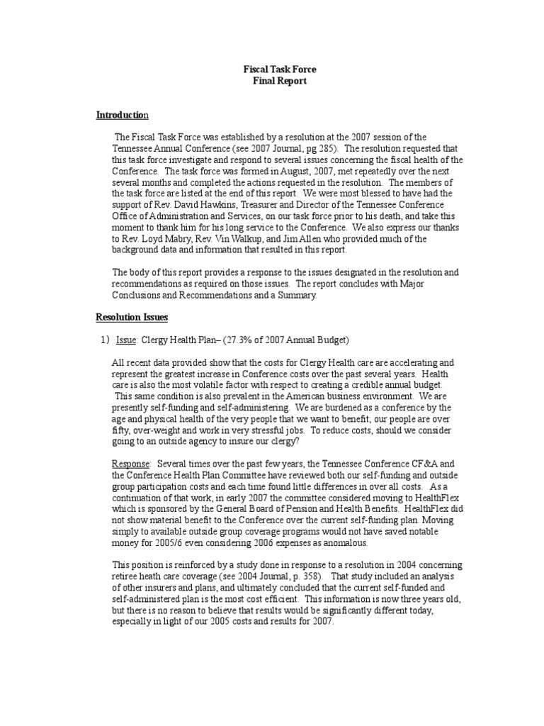 2008 Fiscal Task Force Report | PDF | Pension | Retirement
