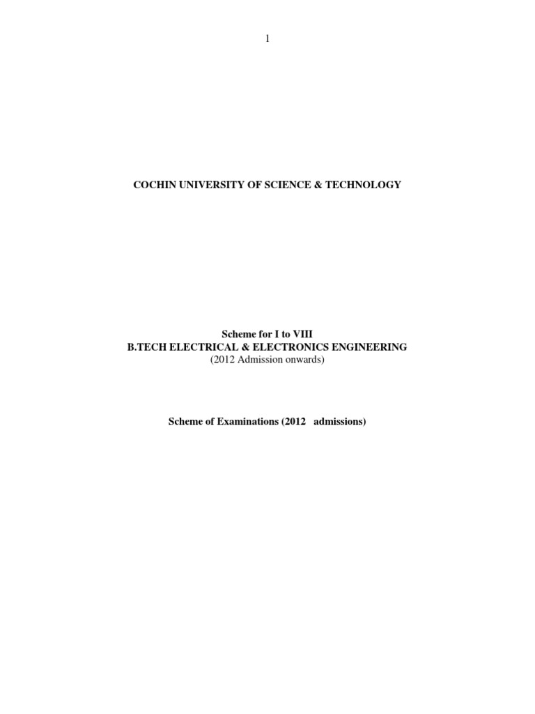 CUSAT B.Tech Electrical Syllabus 2023 | PDF