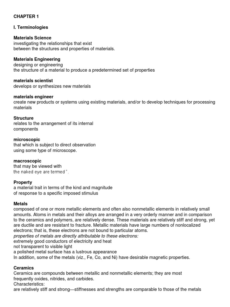 Materials Science CHAPTER 1 | PDF | Ceramics | Materials Science