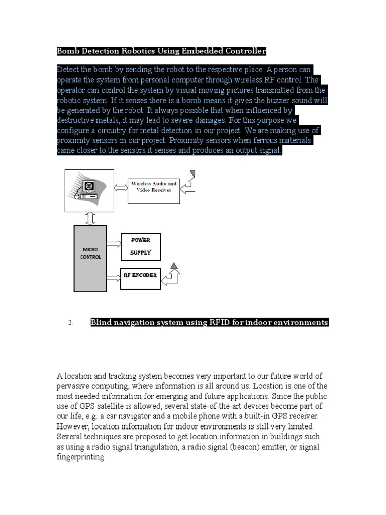 Bomb Detection Robotics Using Embedded Controller | PDF | Radio Frequency Identification | Radio