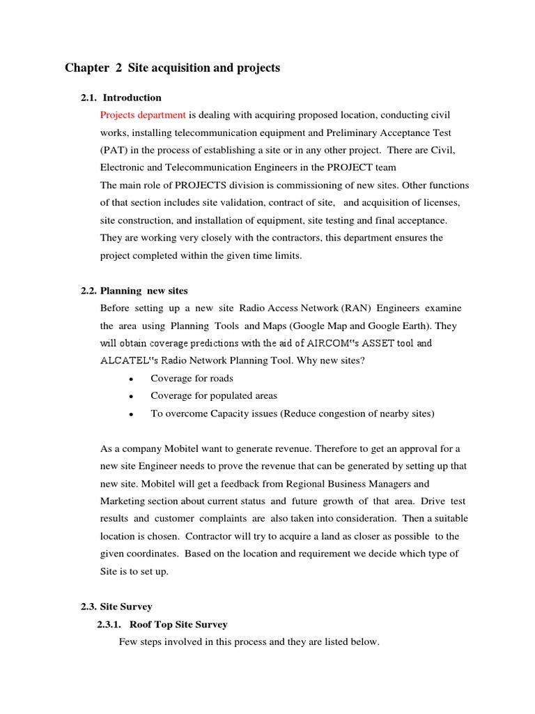 Telecom Site Acquisition Procedures | PDF | Surveying | Mergers And ...