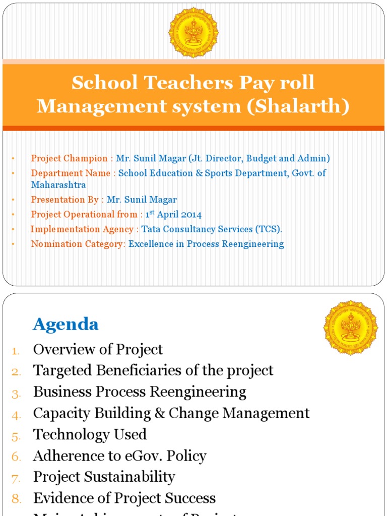 Shalarth Presentation - EGov Awards | PDF | Salary | Business Process