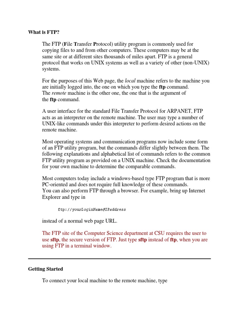 Basic Ftp Commands File Transfer Protocol Computer File 9835
