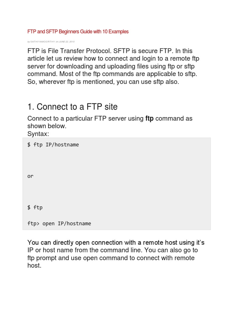 FTP and SFTP Beginners Guide | PDF | File Transfer Protocol | Computer Data