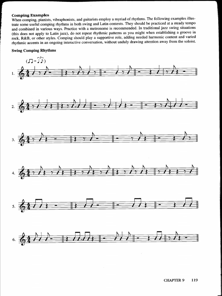 Comping Rhythms For Jazz, Latin and Jazz | PDF | Musical Techniques ...
