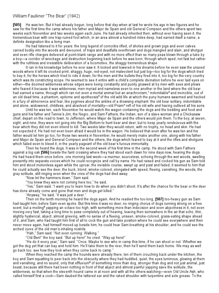 William Faulkner's The Bear Text | PDF | Nature