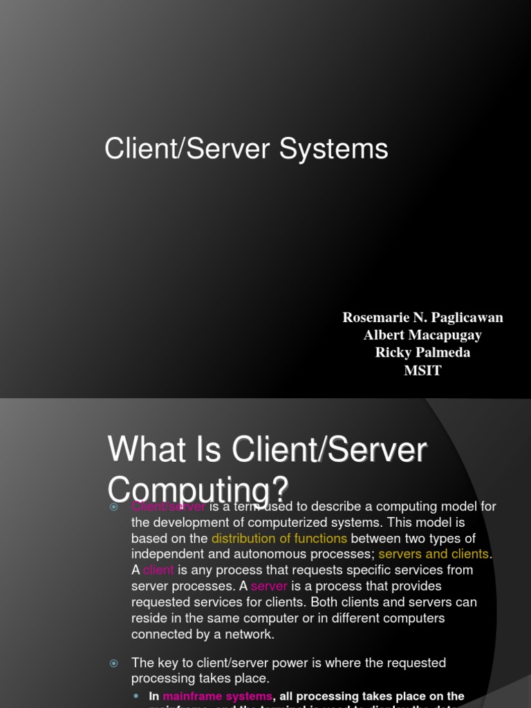 Client Server Systems | PDF | Client–Server Model | Operating System