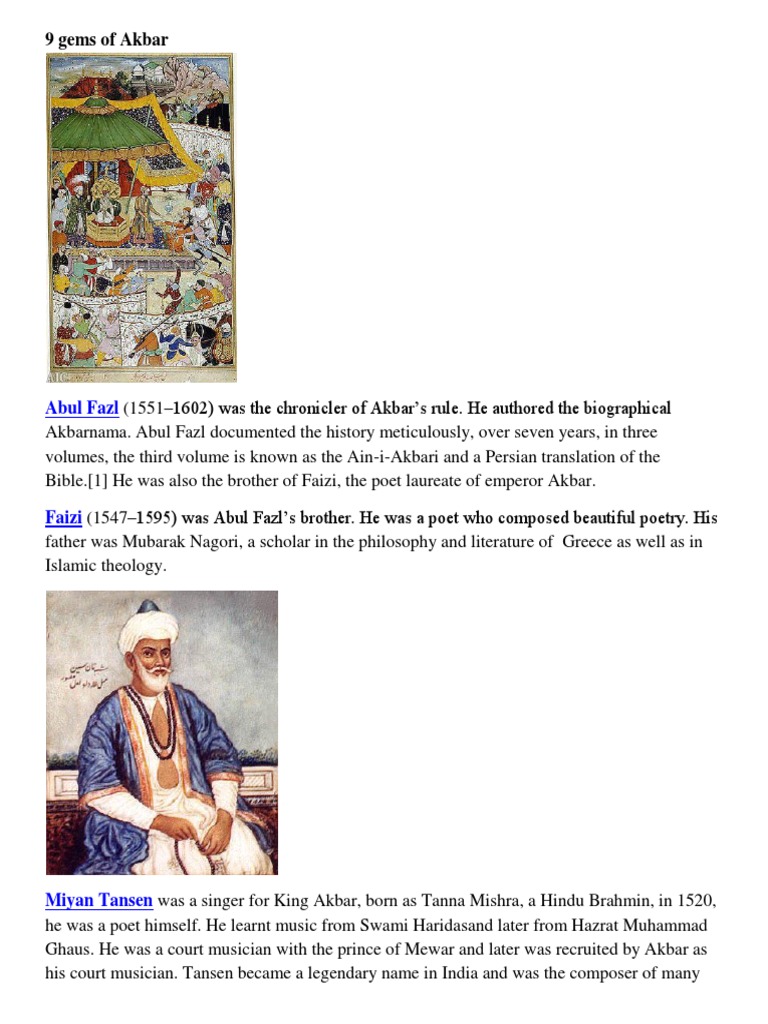 9 Gems of Akbar Court | PDF | Timurid Dynasty | South Asia