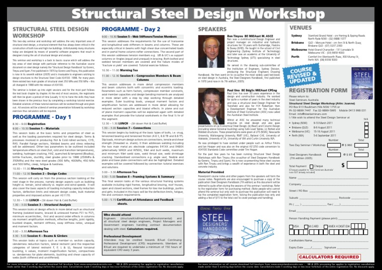 Ssa Structural Steel Design Workshop 2011 Brochure 27jan11 | PDF | Beam ...