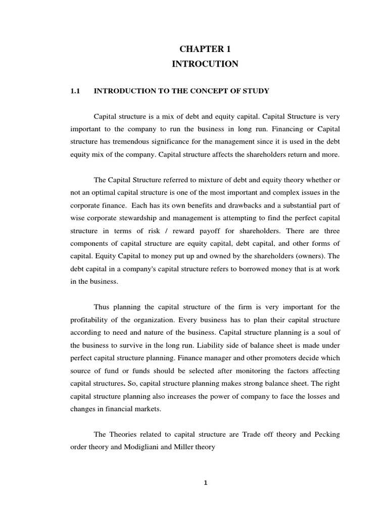 A Study On Capital Structure in Sri Pathi Paper and Boards Pvt. LTD ...