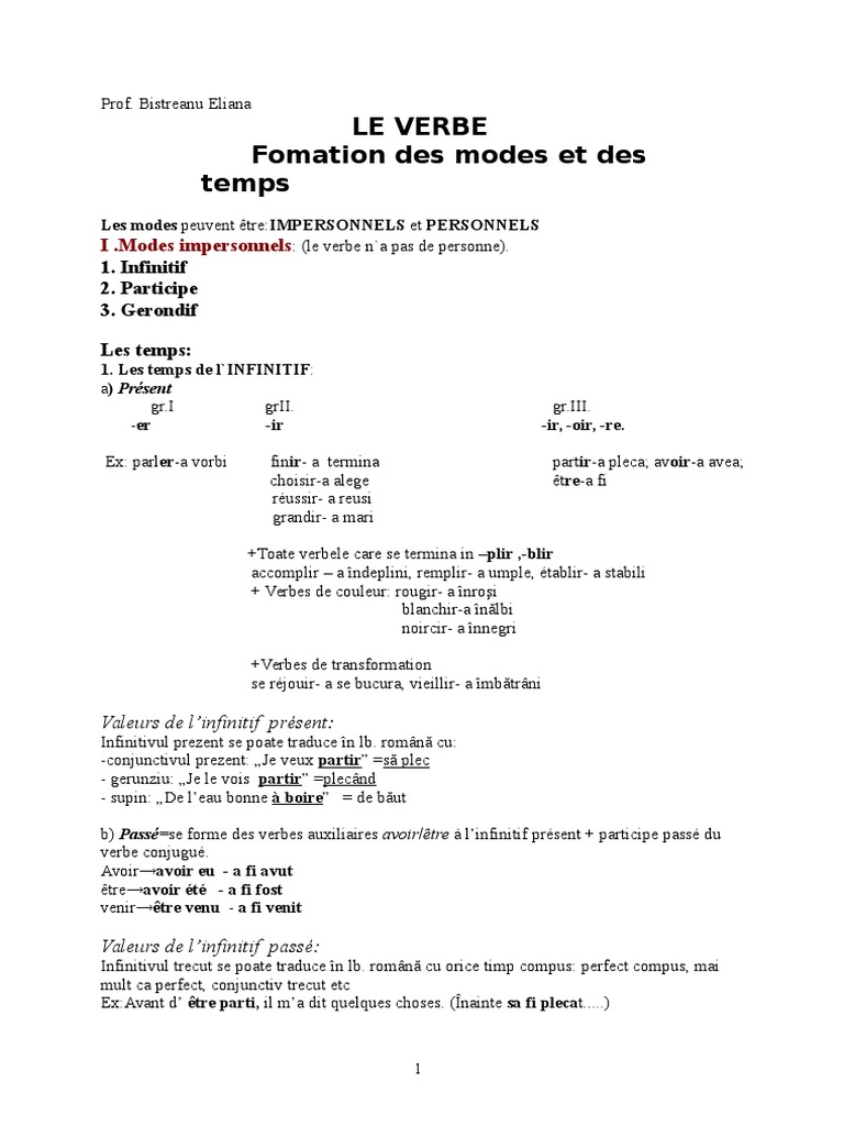 Formation Des Verbes | PDF | Verbe | Morphologie