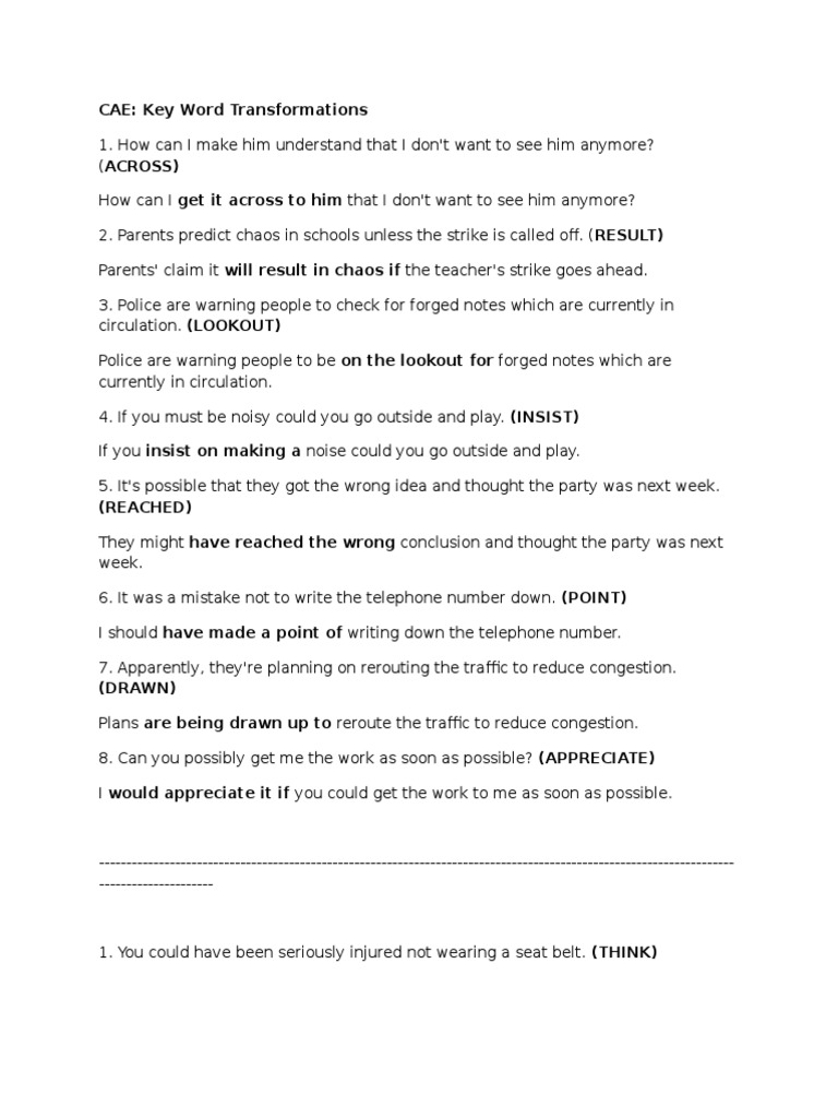 CAE - Key Word Transformations | PDF