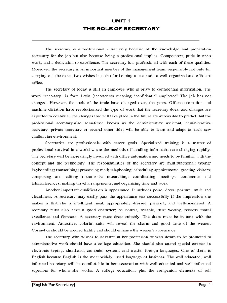 Handbook ESP For Secretary | PDF | Secretary | Adjective