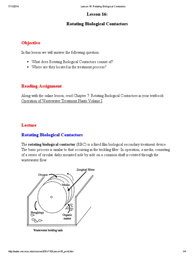 Lesson 16 - Rotating Biological Contactors | PDF | Sewage Treatment ...