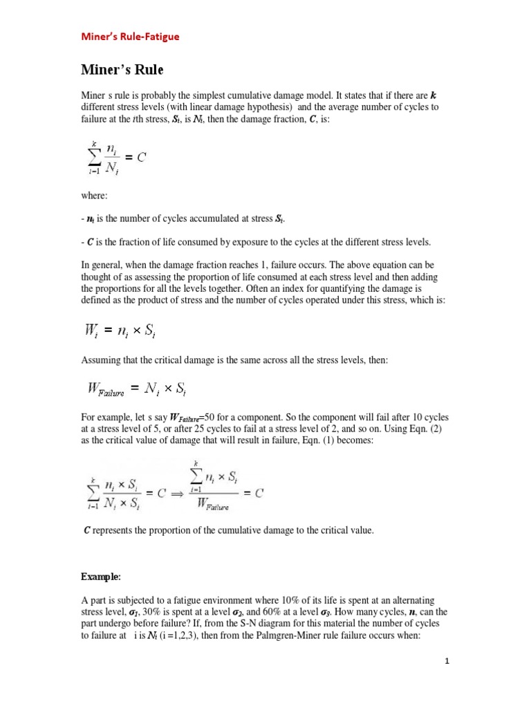 Miners Rule | Fatigue (Material) | Stress (Mechanics) | Free 30-day ...