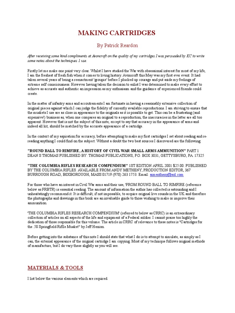 Making Cartridges Guide | PDF | Cartridge (Firearms) | Hazards