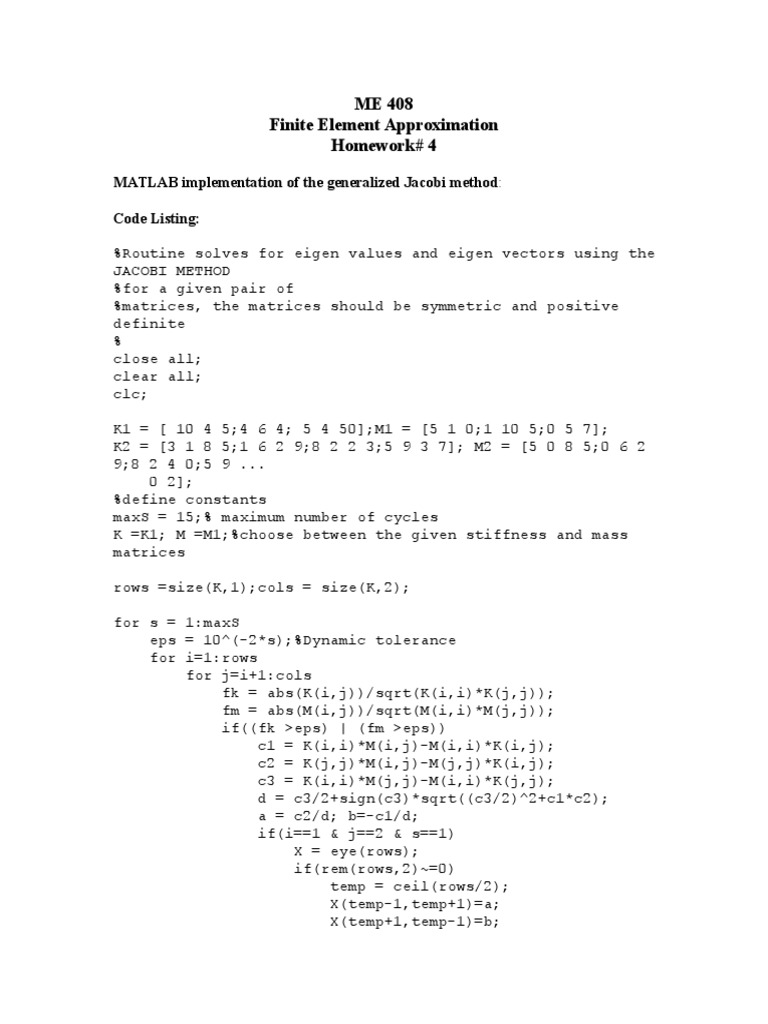 Jacobi Method | PDF | Eigenvalues And Eigenvectors | Matrix (Mathematics)