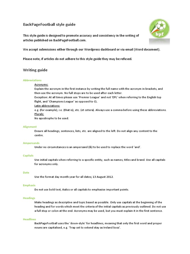BPF Style Guide | PDF | Acronym | Orthography