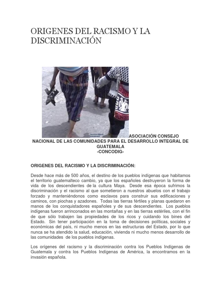 Origenes Del Racismo y La Discriminación | PDF | Racismo ...