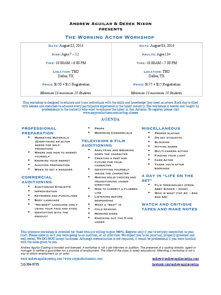 Working Actor Package Dallas | PDF | Entertainment | Television