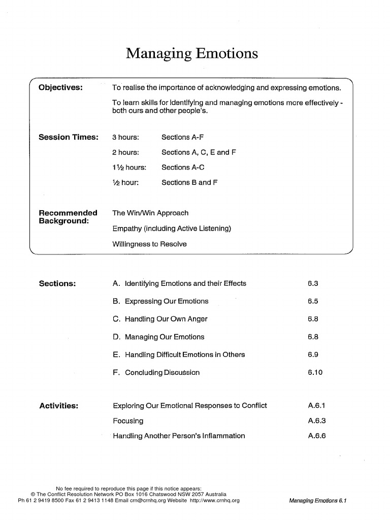 Managing Emotions | PDF | Fax | Office Work