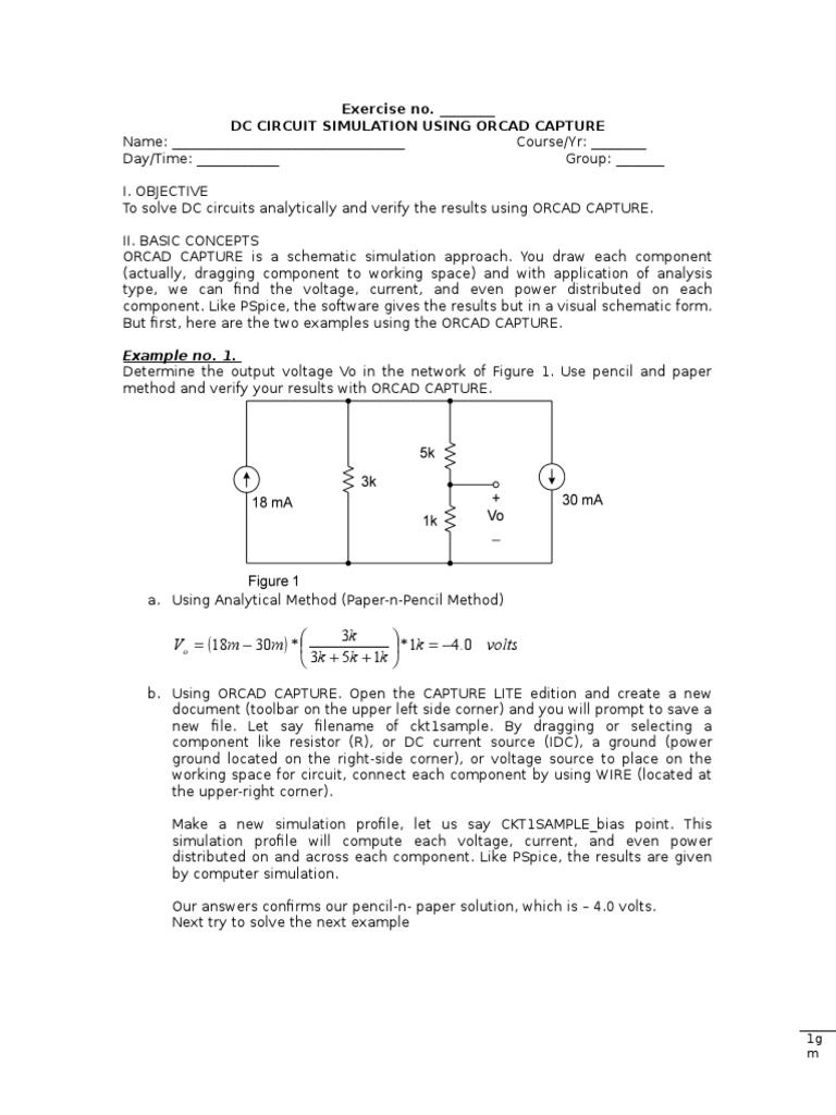 DC circuit simulation using Orcad Capture | PDF | Electrical ...