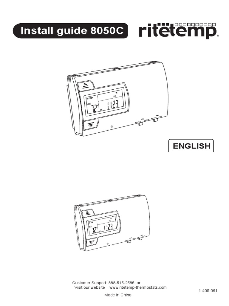8050C Installation Guide | PDF | Thermostat | Hvac