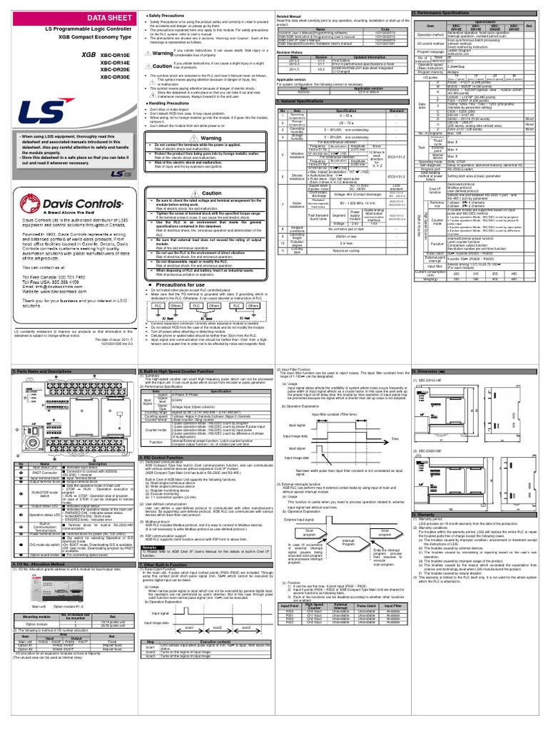 XBC Dr10!14!20 30 e Data Sheet | PDF | Programmable Logic Controller | Input/Output