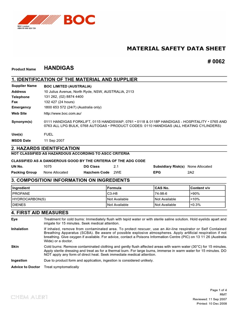Handigas - BOC | PDF | Oxygen | Physical Sciences