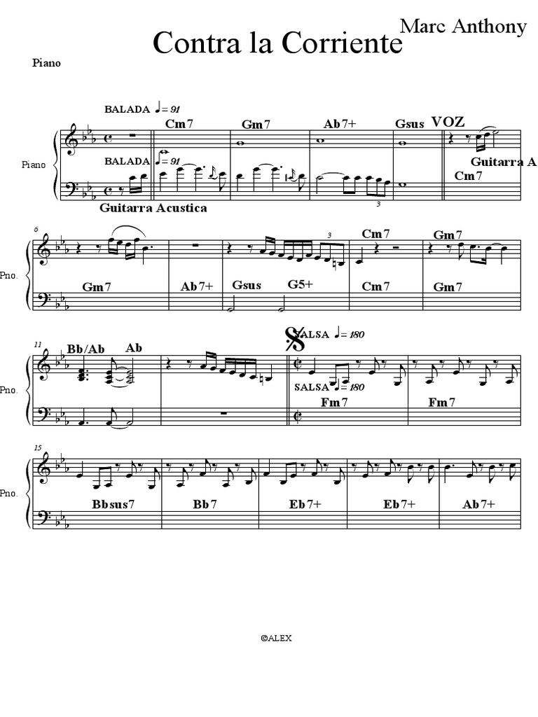 Contra La Corriente - Piano | PDF