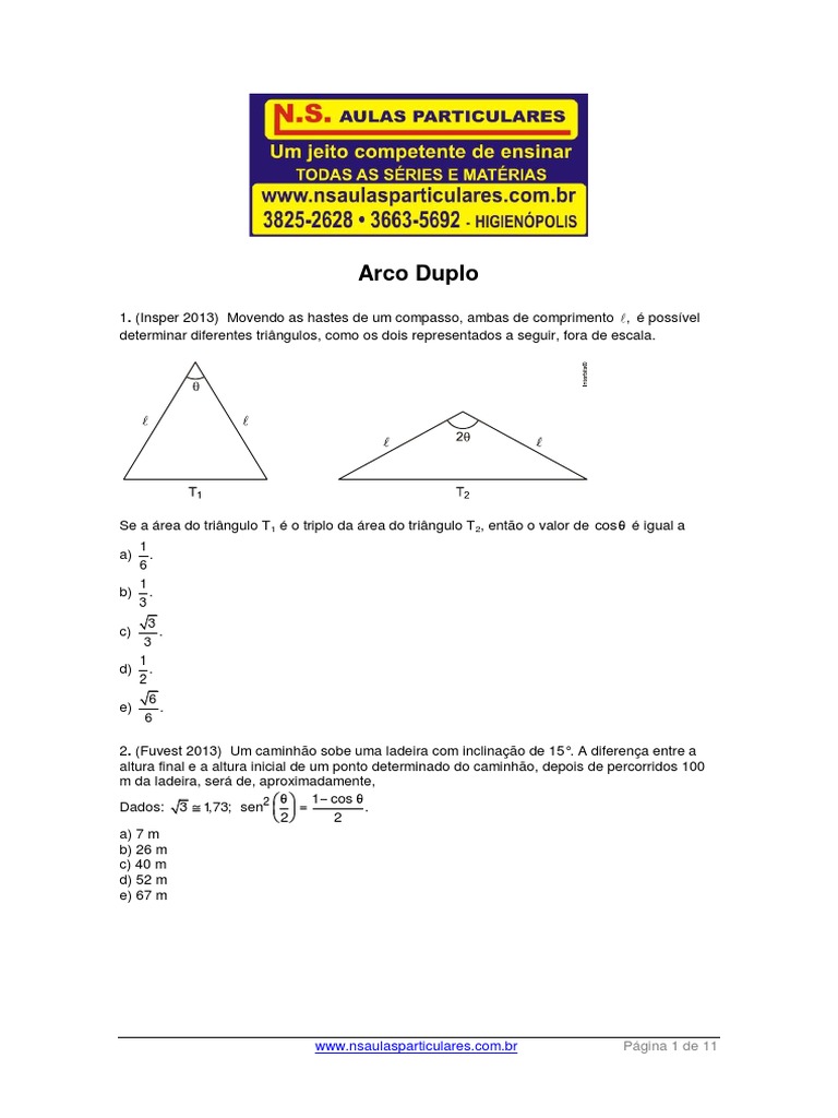 Trigonometria Arco Duplo PDF | PDF | Trigonometria | Geometria Elementar