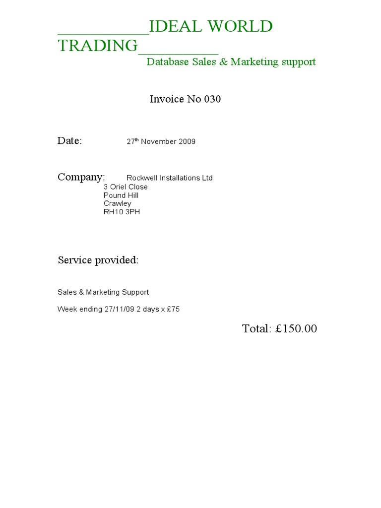 Ideal World Trading Invoice | PDF | Business | Law